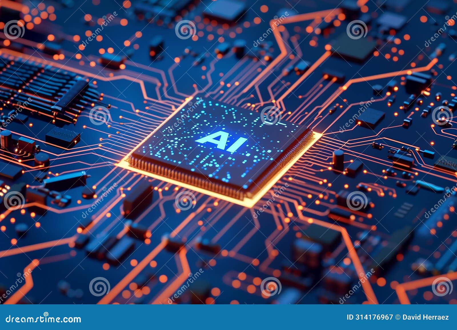 AI Circuit Board. Artificial Intelligence Concept Stock Illustration ...