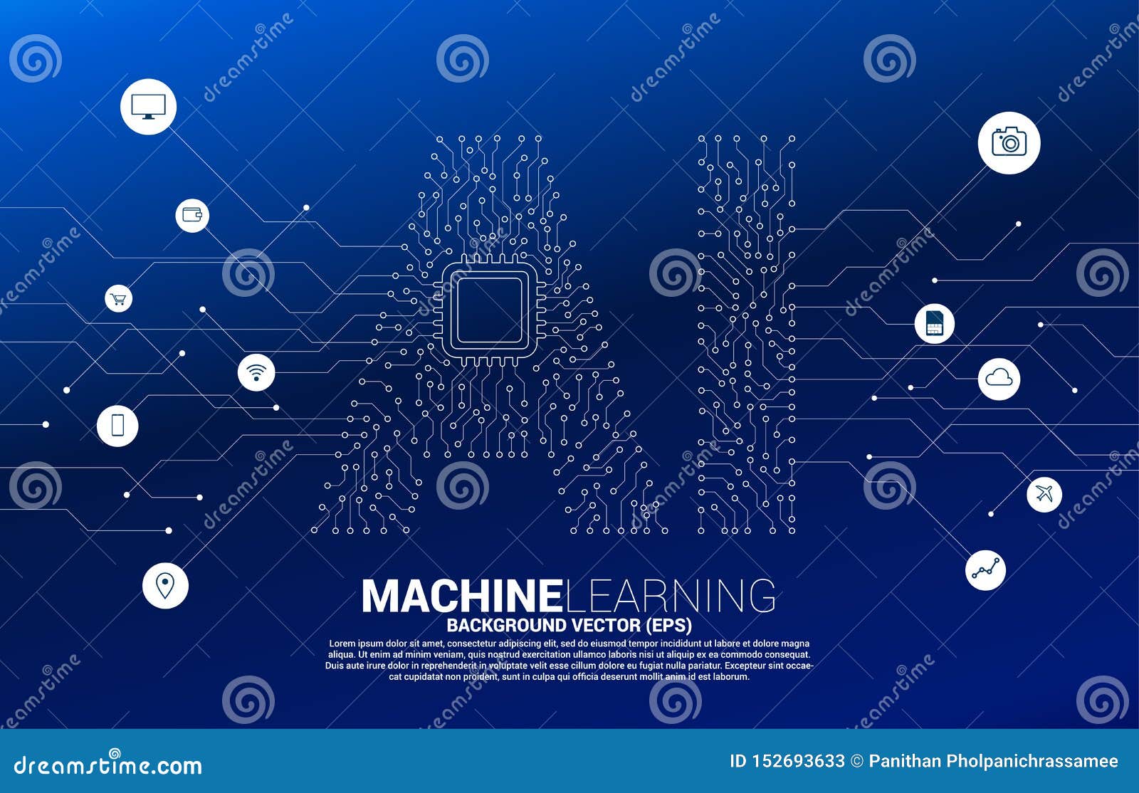AI from Circuit Line Graphic with CPU. Stock Vector - Illustration of ...