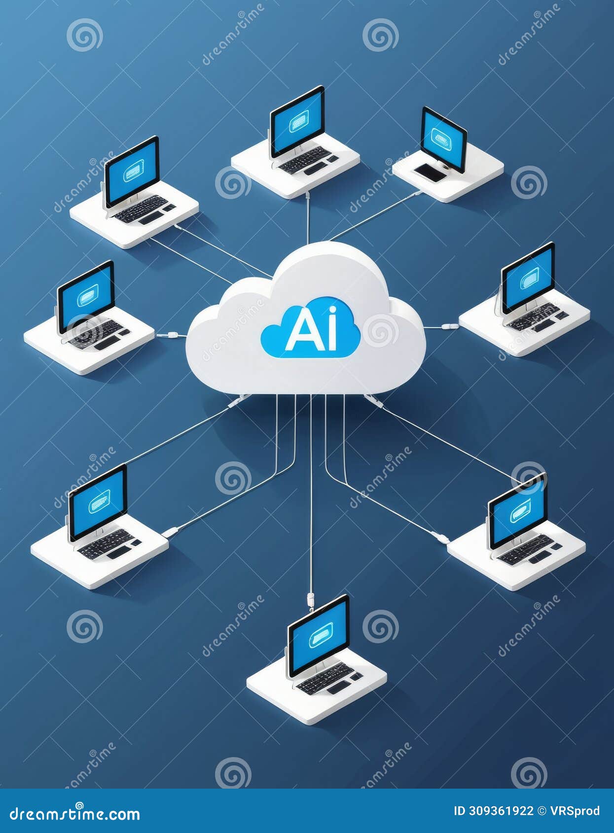 AI Cloud Computing Concept stock illustration. Illustration of ...