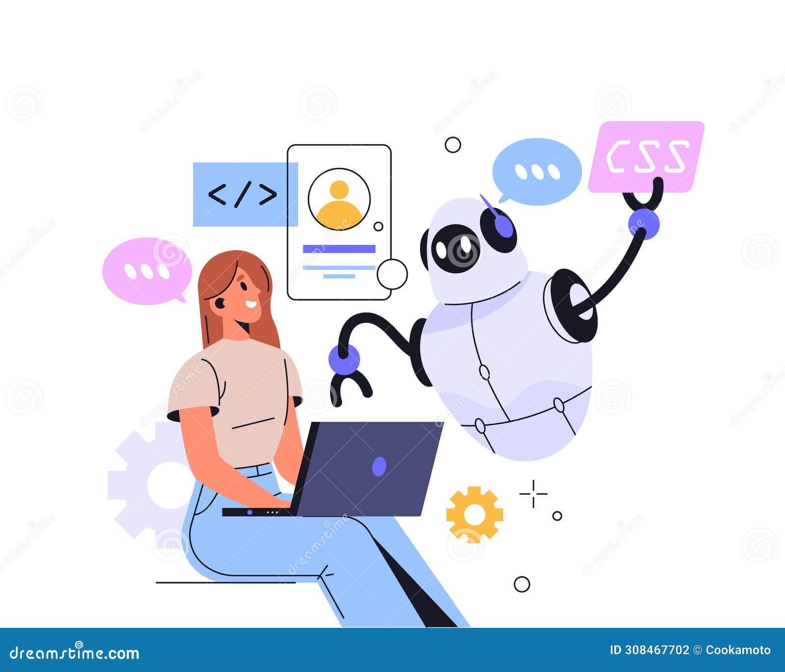 Ai Coding Helper Vector Artificial Intelligence Stock Vector