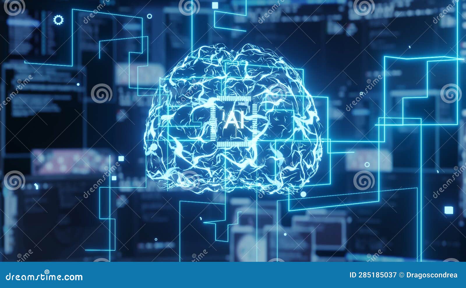 AI Cognitive Computing Brain Simulation Stock Video - Video of algorithm, simulating: 285185037