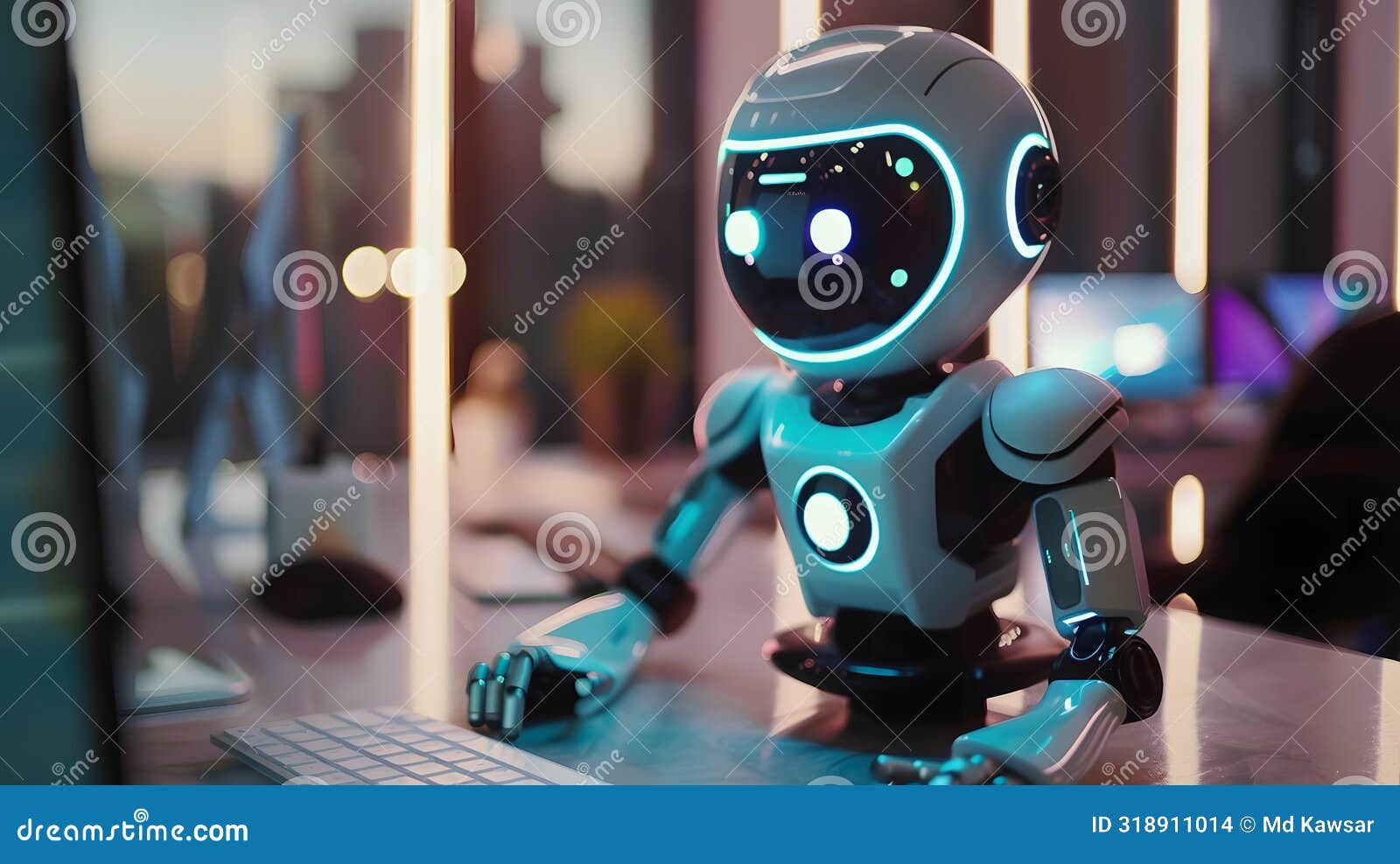 AI Companion a Friendly Robot Assistant at Work, Ai Generated Stock ...