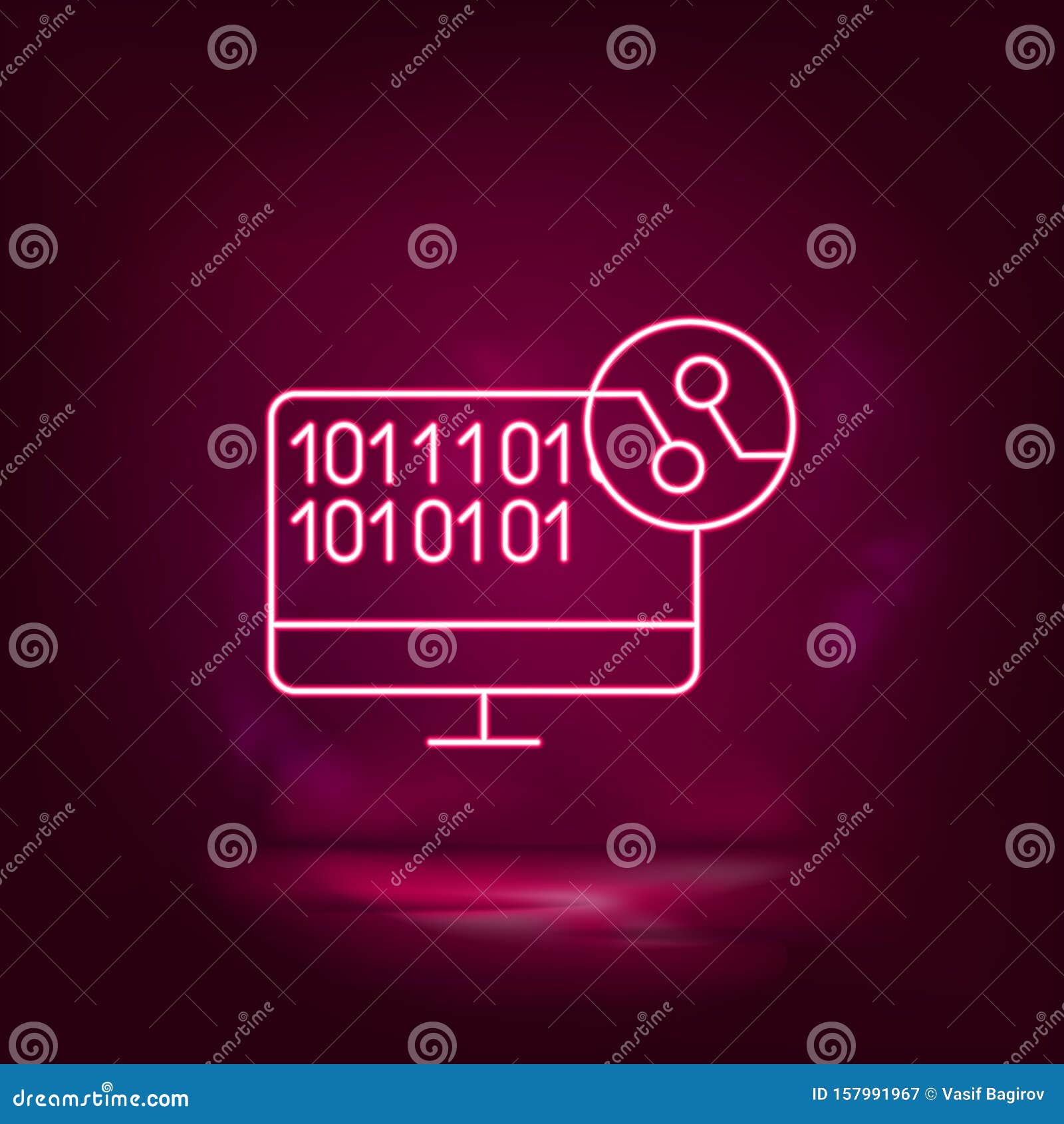 Ai, Computer, Code Neon Icon - Vector. Artificial Intelligence. Stock ...