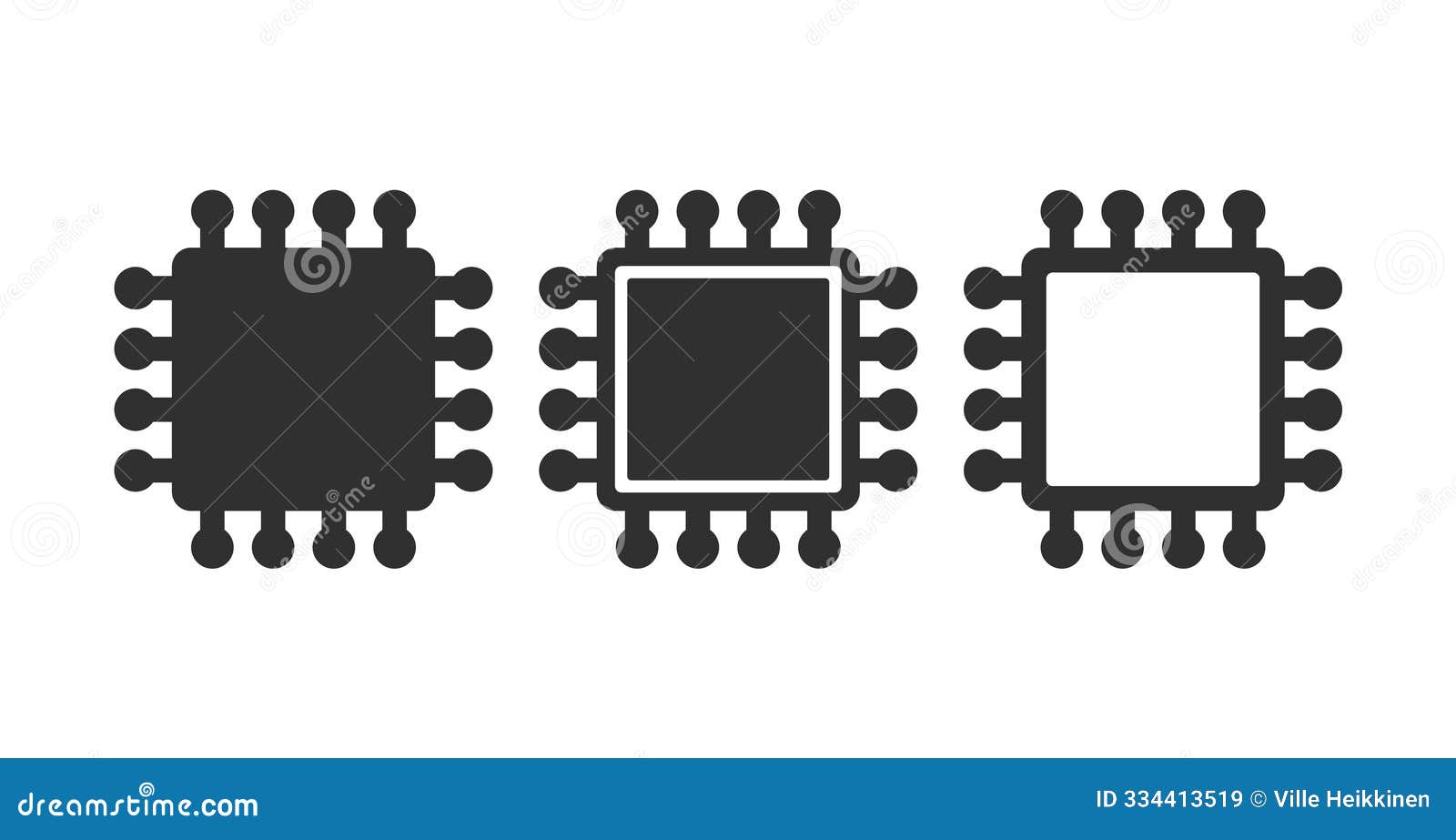 AI Computer Microchip Icon. CPU Processor Chip Symbol. Digital Circuit ...
