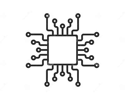 AI Computer Microchip Icon. CPU Processor Chip Symbol. Digital Circuit ...