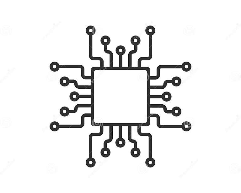 AI Computer Microchip Icon. CPU Processor Chip Symbol. Digital Circuit ...
