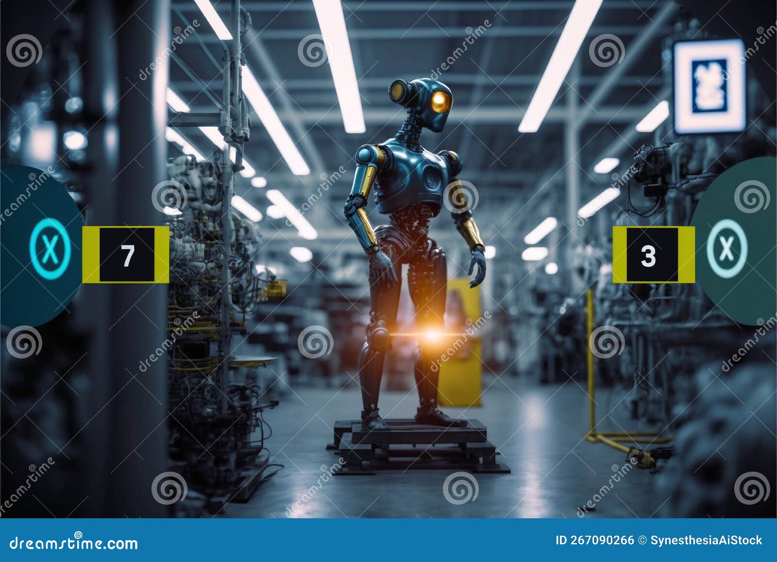 AI Computer Technology Smart Factory, Industry 4.0, M2M Computer Aided ...