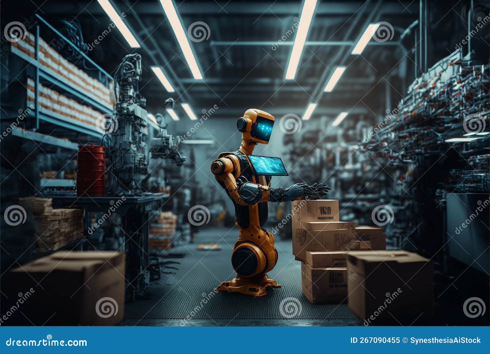 AI Computer Technology Smart Factory, Industry 4.0, M2M Computer Aided ...