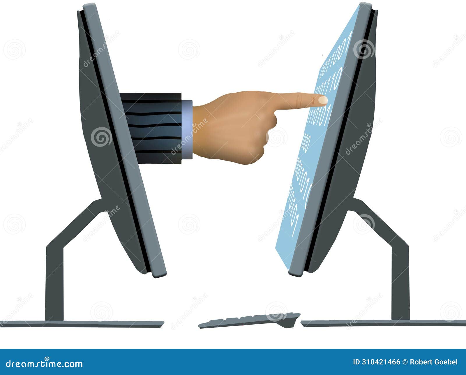 AI, Computers Controling Computers, a Pointing Finger Emerges from a Computer Screen To Control ...