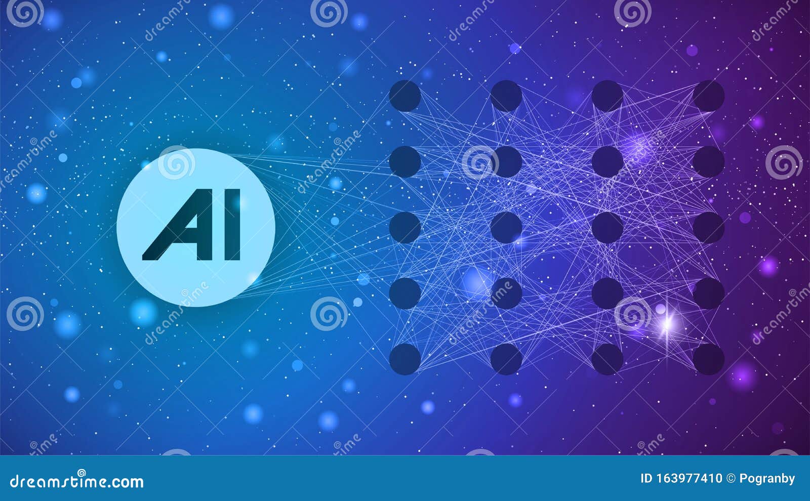AI Concept. Artificial Neural Network with Circle Neurons Stock Vector ...