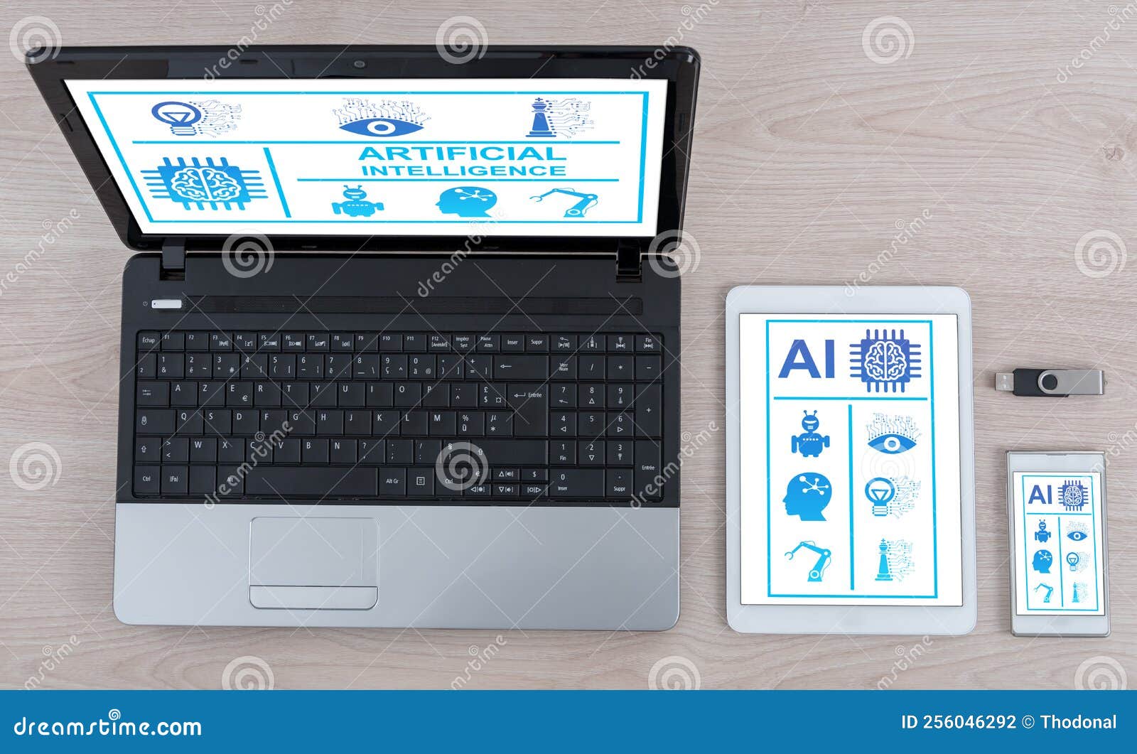 Ai Concept on Different Devices Stock Photo - Image of digital, robot ...