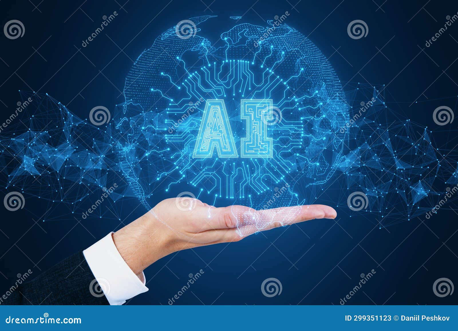 AI Concept with Digital Icon Floating Above Hand, Indicating Advanced ...