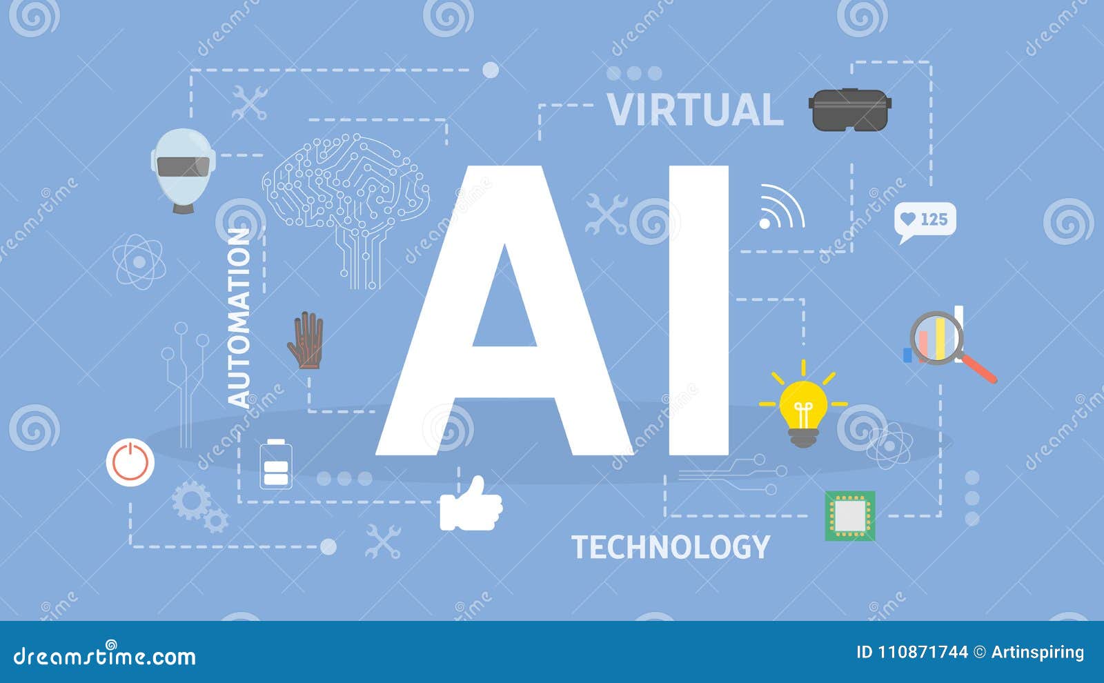 AI concept illustration. stock vector. Illustration of human - 110871744