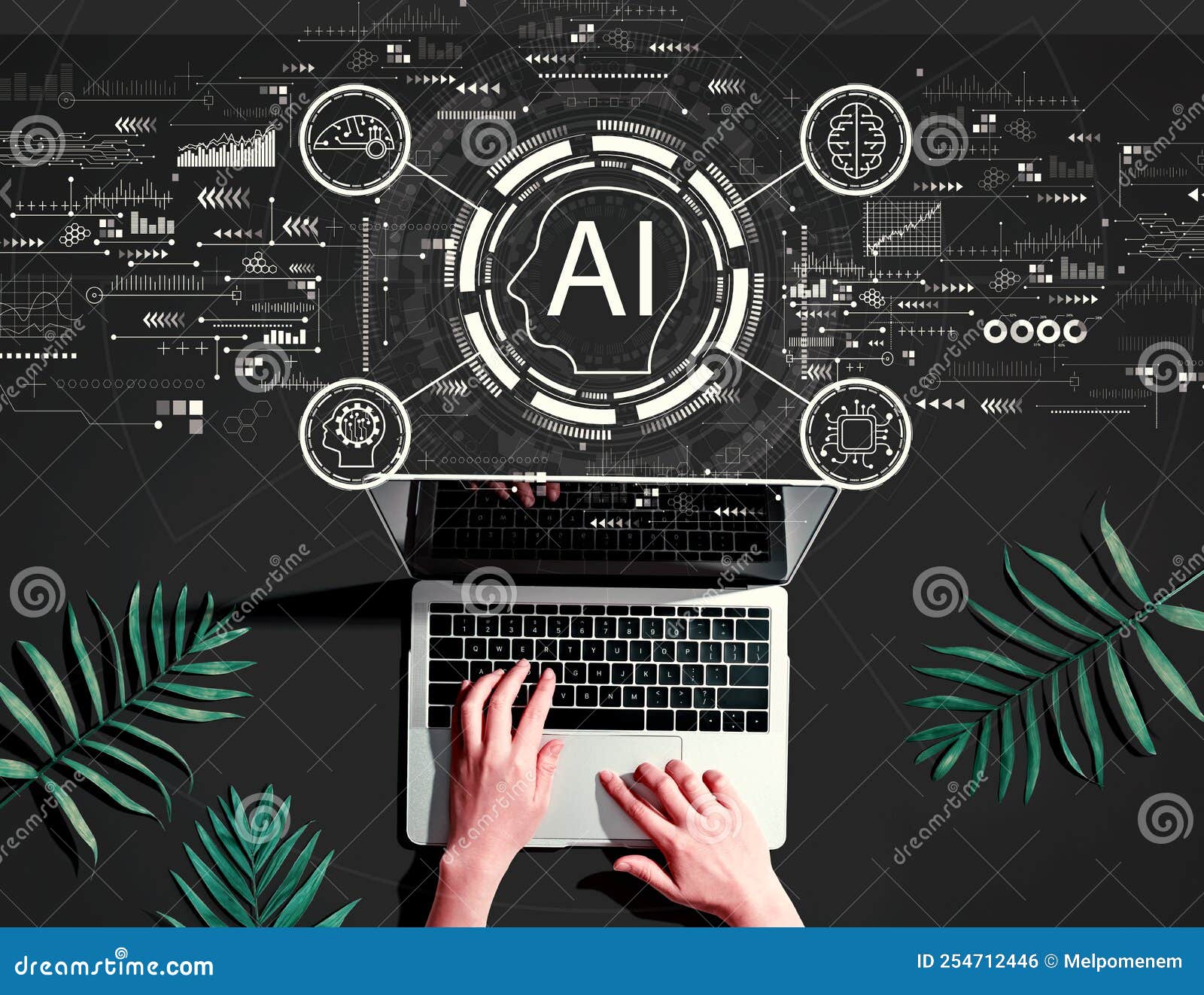AI Concept with Person Using a Laptop Stock Photo - Image of brain ... AI Concept with Person Using a Laptop Stock Photo - Image of brain ...