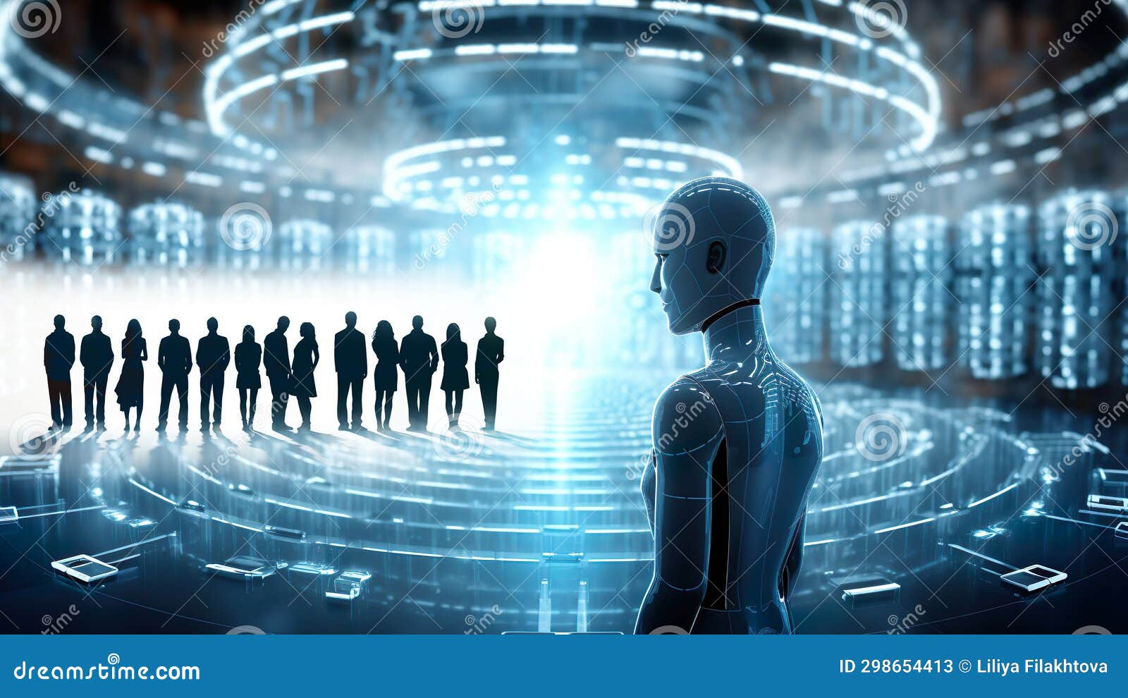 AI Concept. Replacing People With Robots And Artificial Intelligence ...