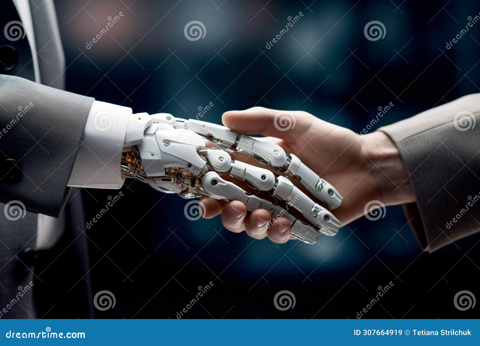 AI Concept. Robot and People. Machine Learning. Machine and Humanoid ...