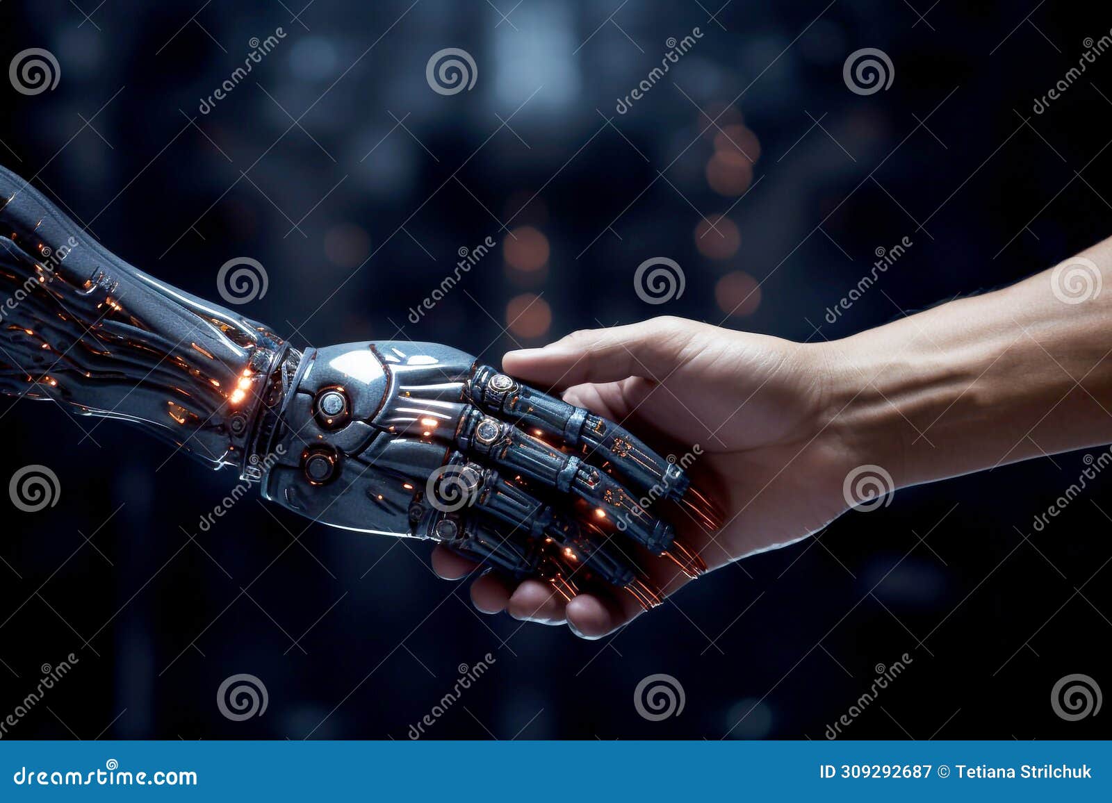 AI Concept. Robot and People. Machine Learning. Machine and Humanoid ...