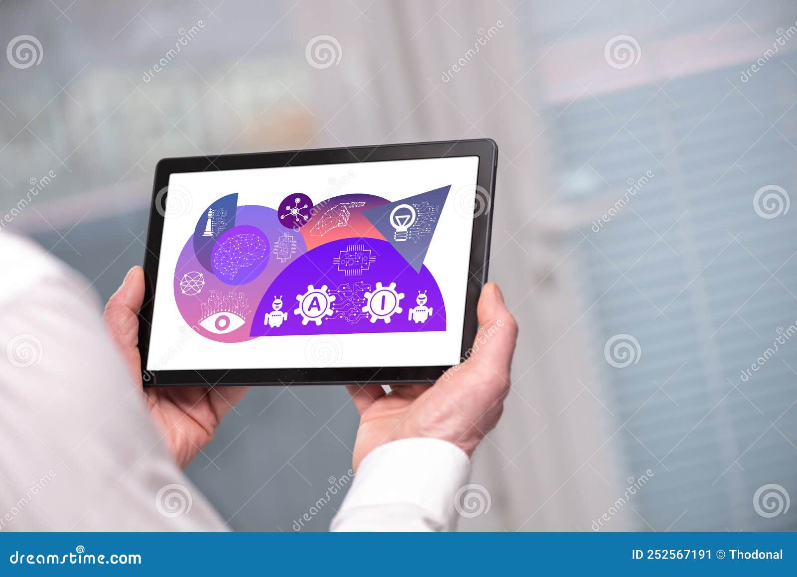 Ai concept on a tablet stock image. Image of innovation - 252567191