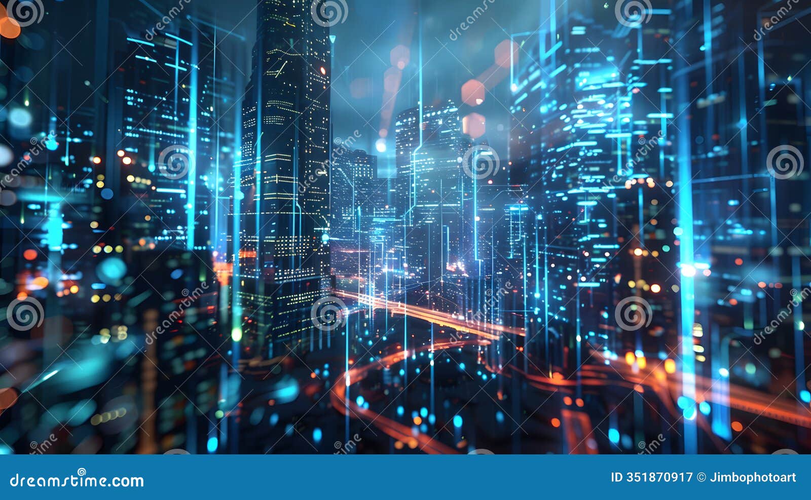 AI Controlled Future Advanced Urban Landscape Futuristic Stock ...