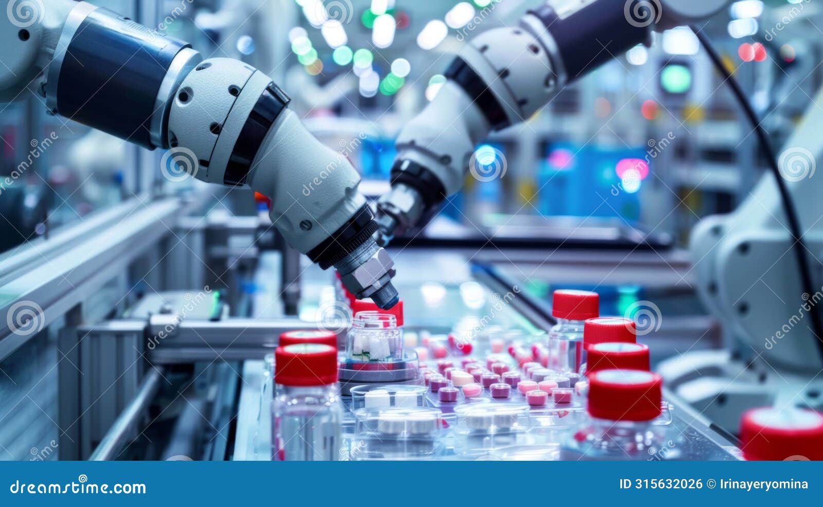 AI-Controlled Robotic Arms Assembling Pharmaceuticals Stock Photo ...