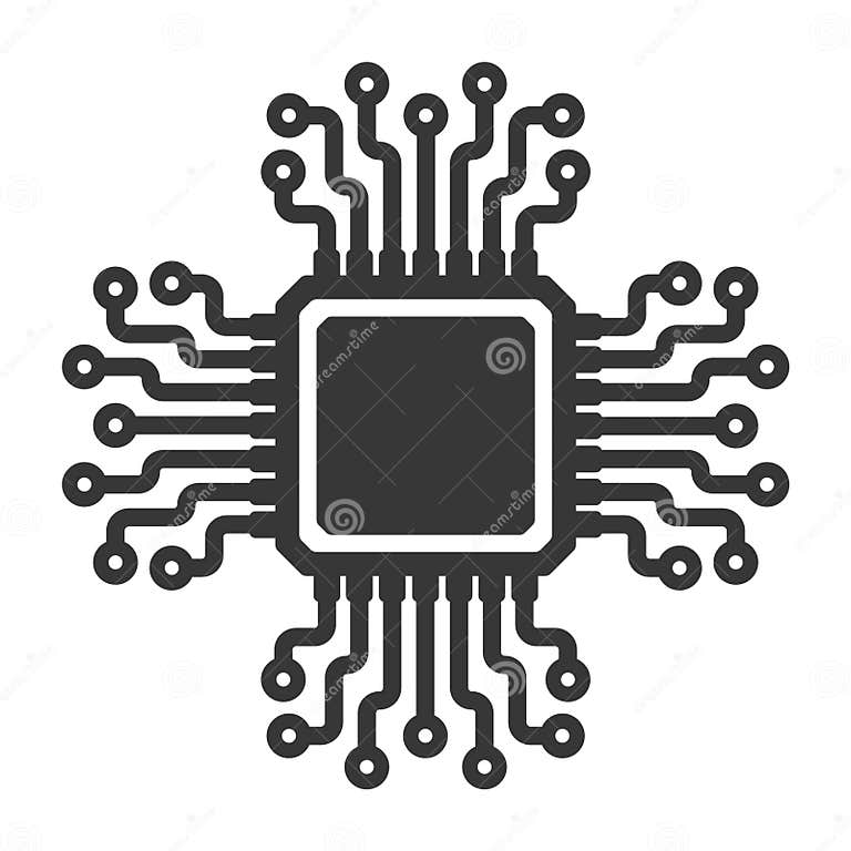AI, CPU, GPU Microchip Icon, Machine Learning Micro Chip Symbol, ML Icon, Artificial ...