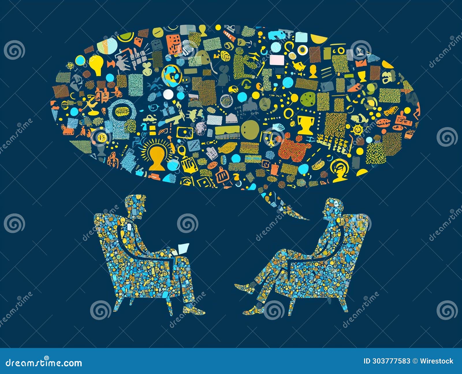 Visual Dialogue of Creativity. AI Generated Illustration Stock Image ...