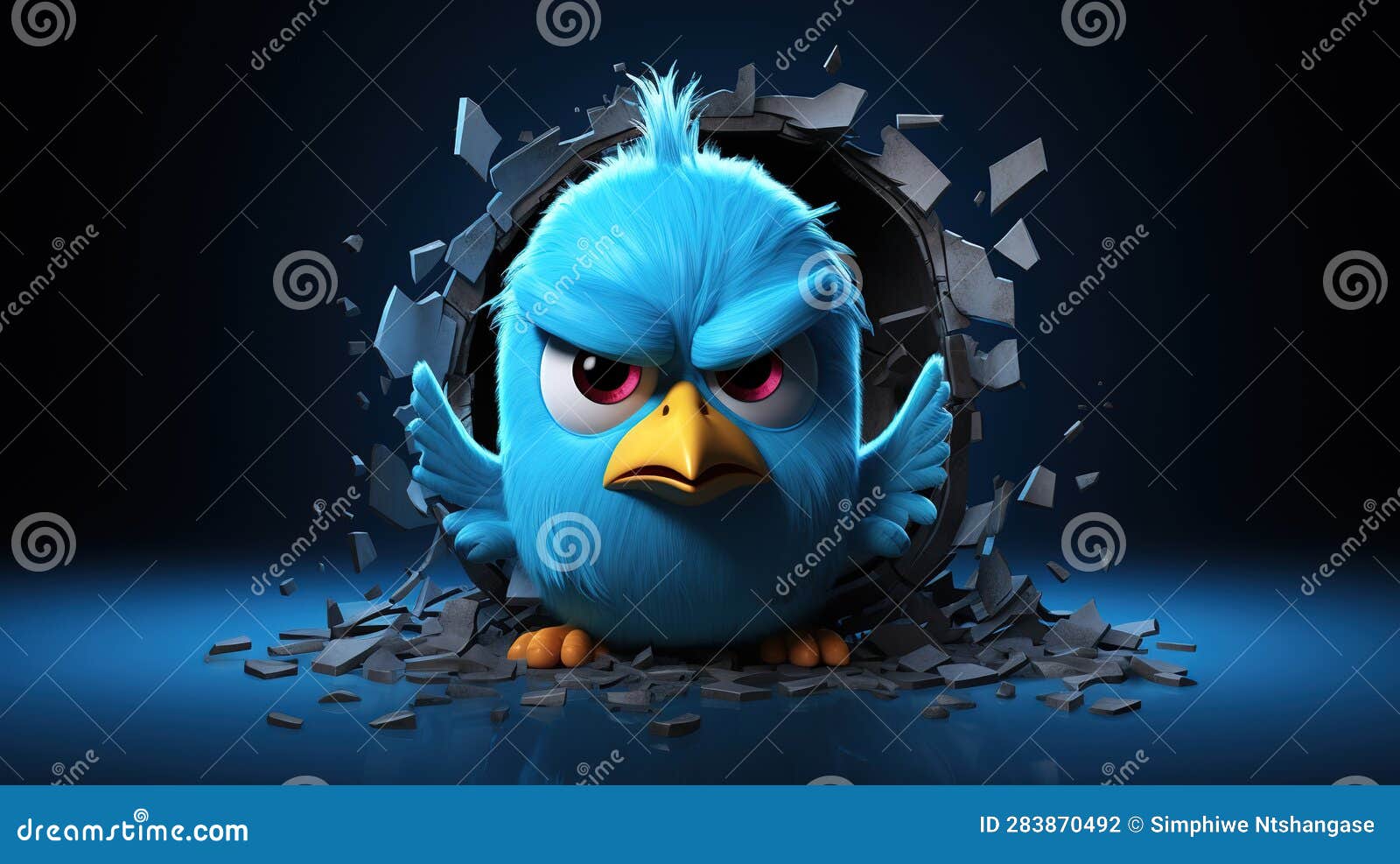 Aggressive Blue Twitter Bird Stock Illustration - Illustration of model ...