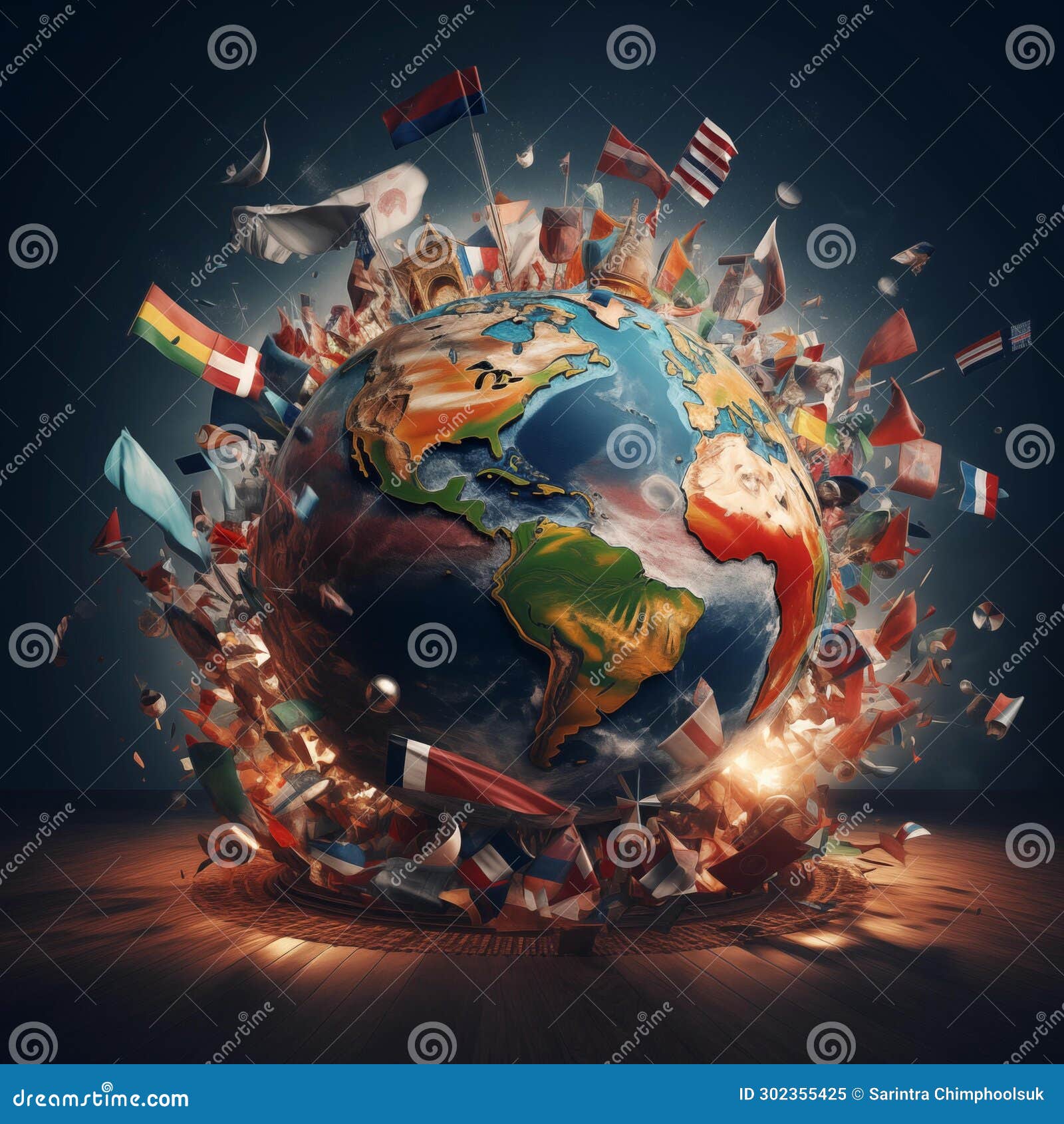 AI Creates an Image of Conceptual Photos of a Globe Being Pieced ...