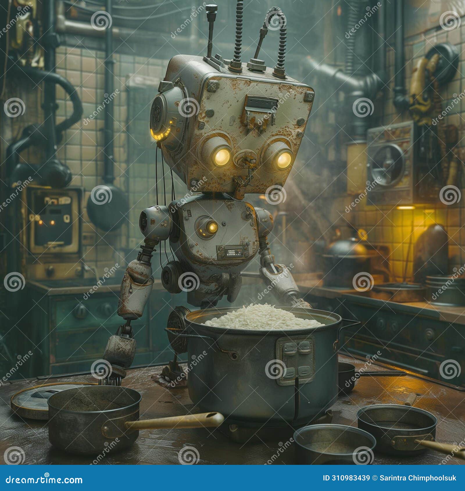 AI Creates Image of Robot Standing in Kitchen with Electronic Circuit ...