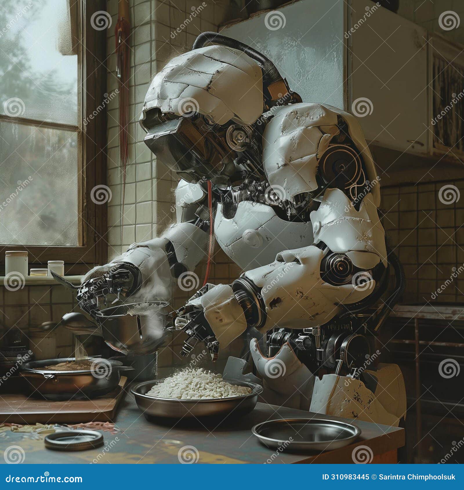 AI Creates Image of Robot Standing in Kitchen with Electronic Circuit ...