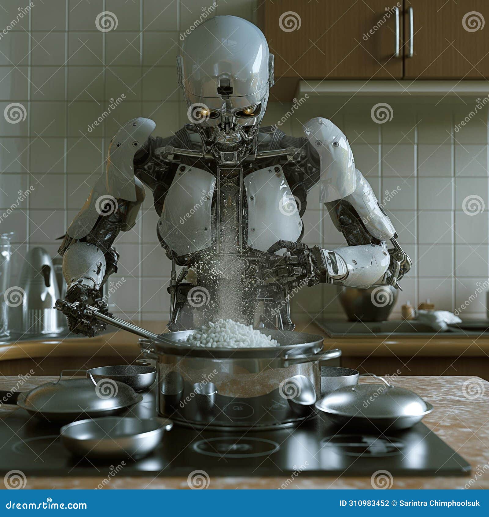 AI Creates Image of Robot Standing in Kitchen with Electronic Circuit ...