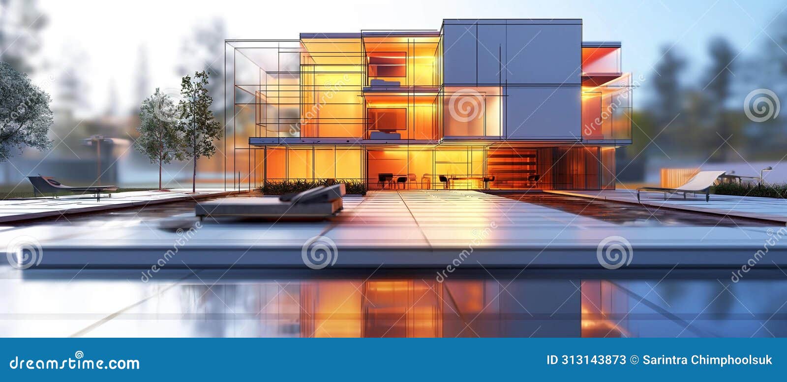 AI Creates Images, Brightly Colorful Modern Model. Real Estate Building ...