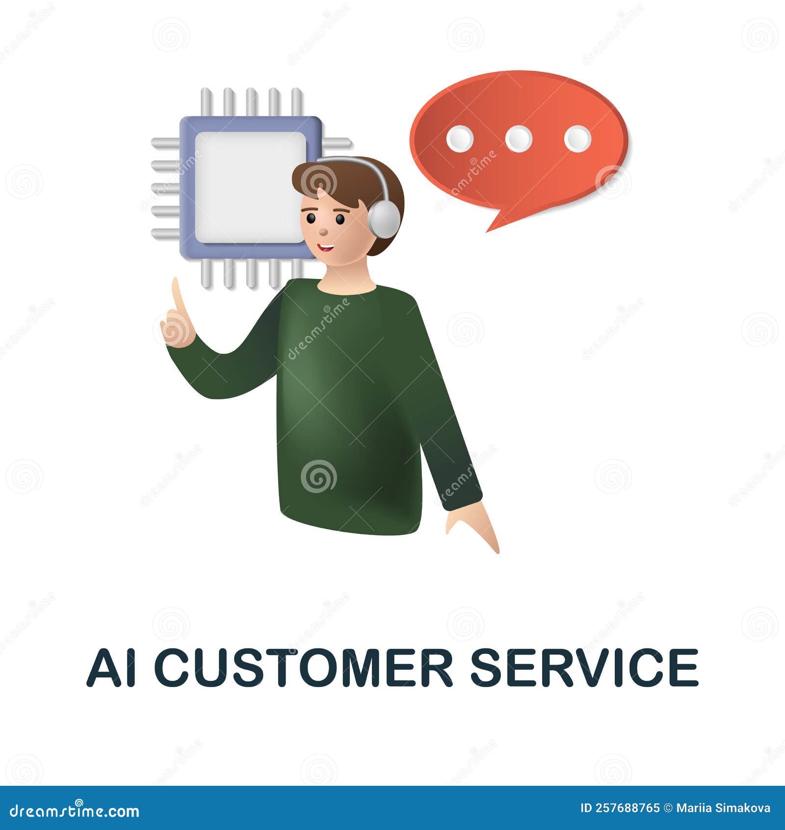 Ai Customer Service Icon. 3d Illustration from Data Science Collection ...