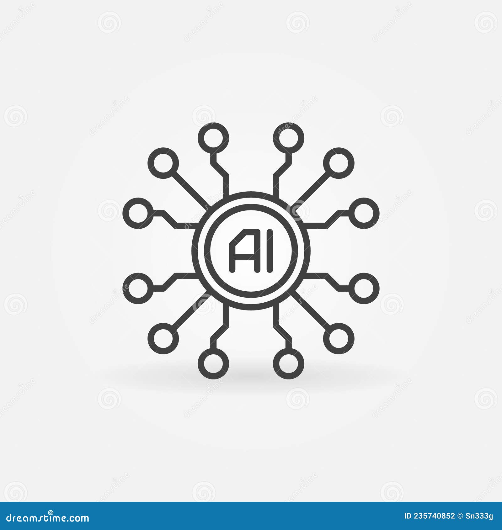 Ai Cyberbrain Thin Line Pictogram Vector Artificial Intelligence ...