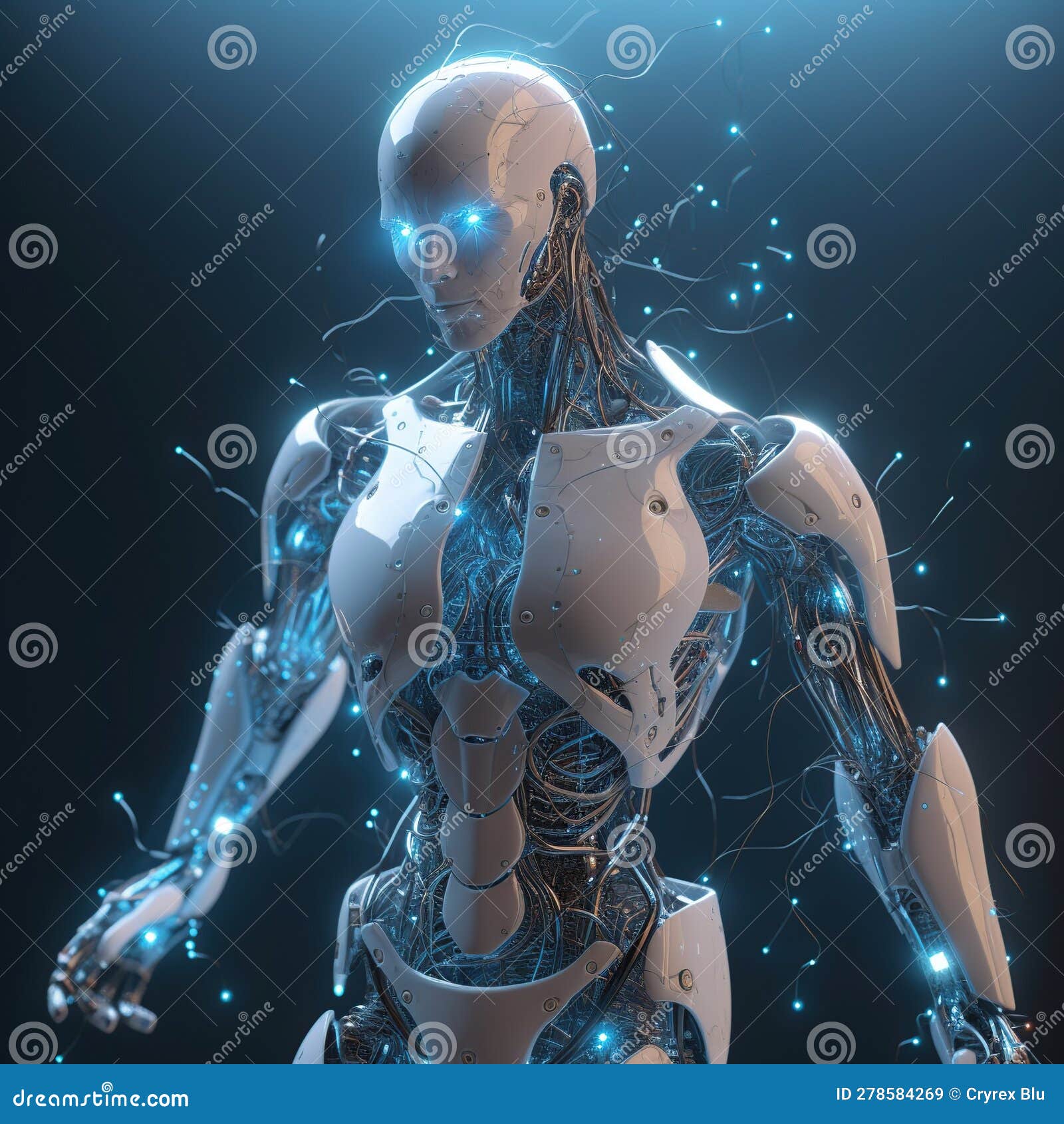 Cybernetic Robot With Metal Mechanisms Instead Of Muscles Royalty-Free ...