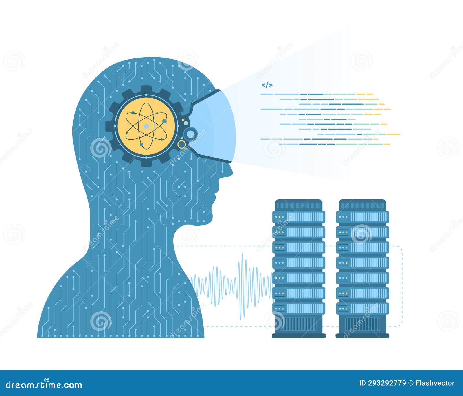 AI and Cybernetics Innovation, Cyber System with Robot Head, Software ...