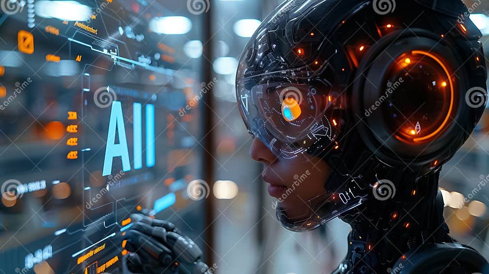 AI Cyborg Machine Learning and Artificial Intelligence Concept Stock ...