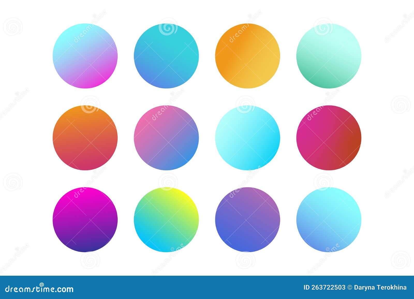 Set of Circular Gradients, Sphere Buttons. Multicolored, Bright Colored ...