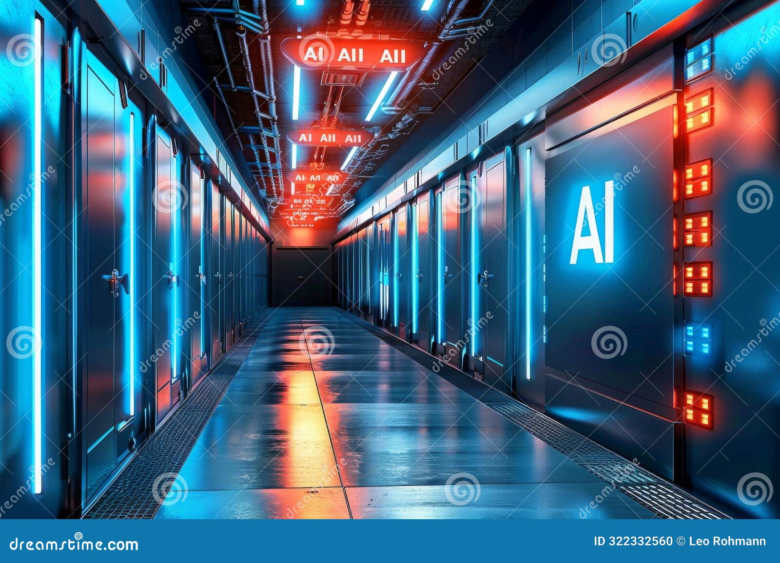 AI Data Center with Glowing Lights, Futuristic Technology, High Tech ... AI Data Center with Glowing Lights, Futuristic Technology, High Tech ...