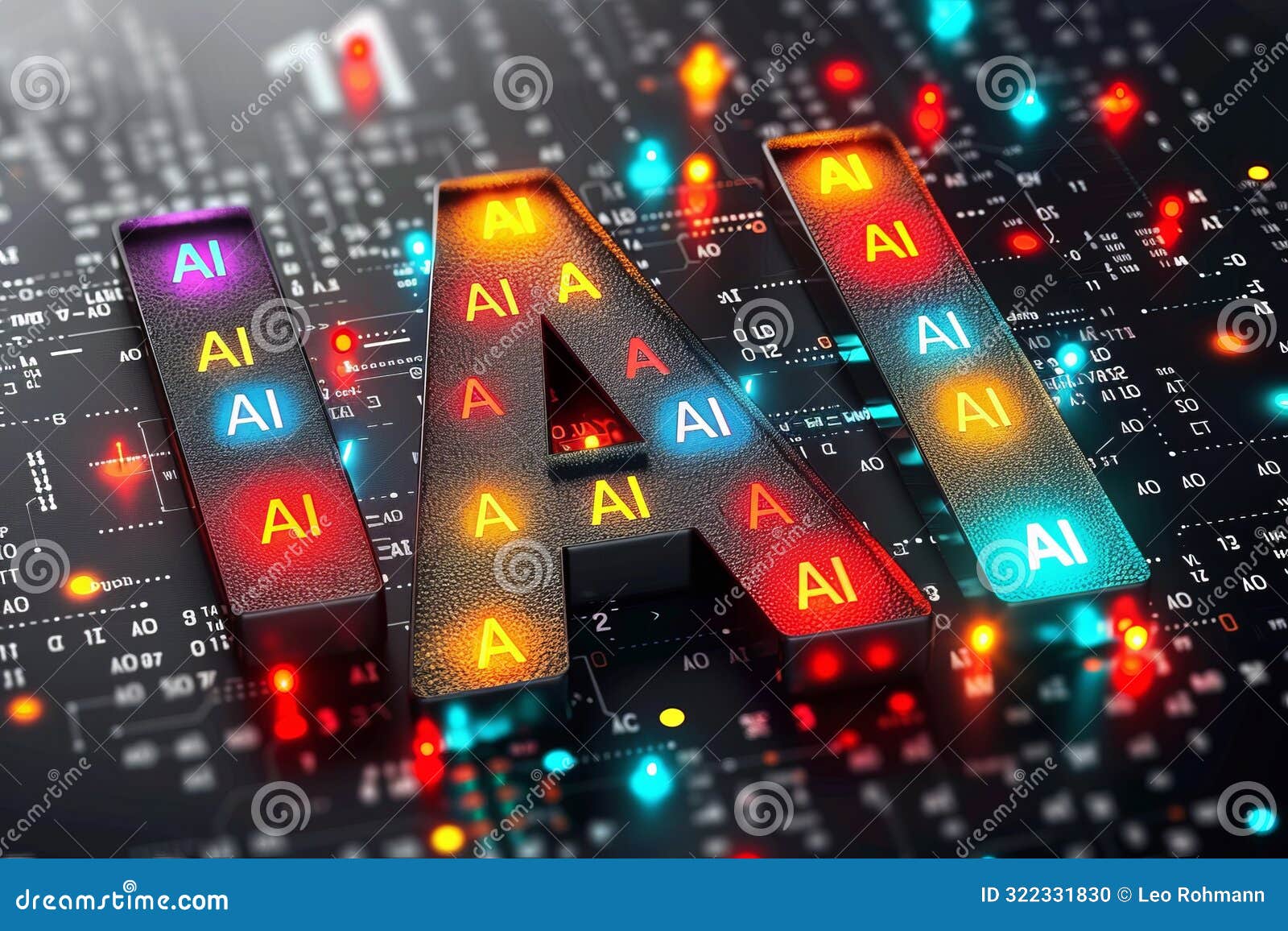 AI Data Grid with Glowing Nodes, Advanced Artificial Intelligence ...