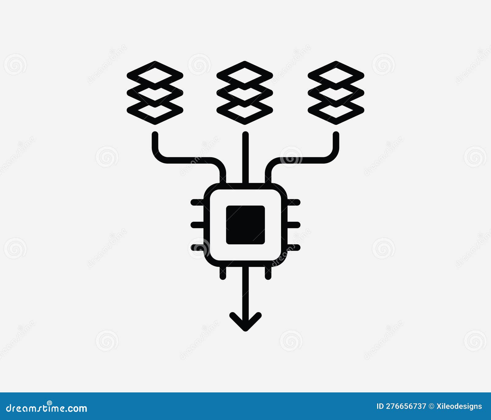 Data Input Line Icon. AI Artificial Intelligence Computer Chip Symbol. Algorithm Process System ...