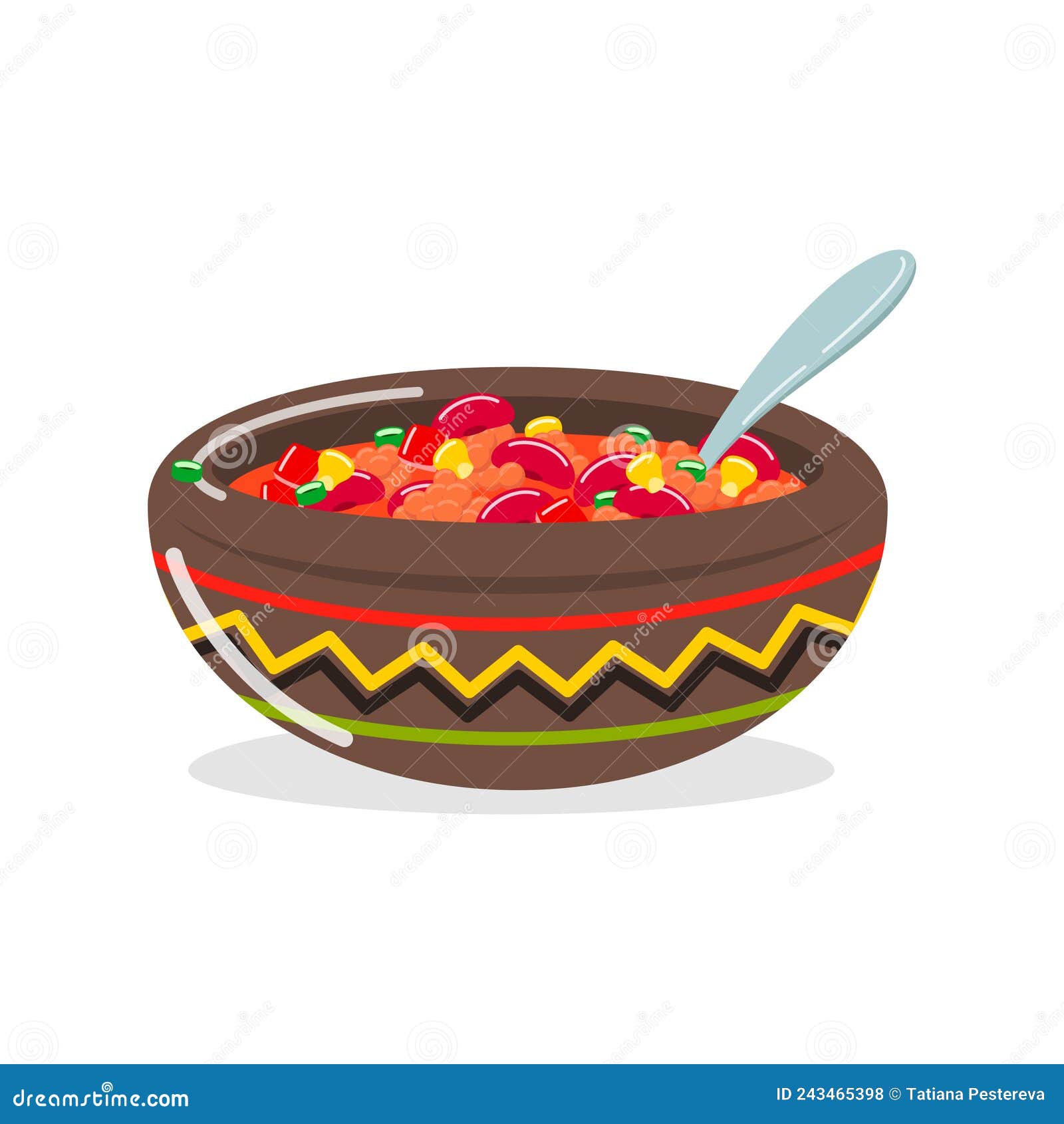 Mexican Soup Pozole And Peppers. Hand Drawn Outline Vector Sketch ...