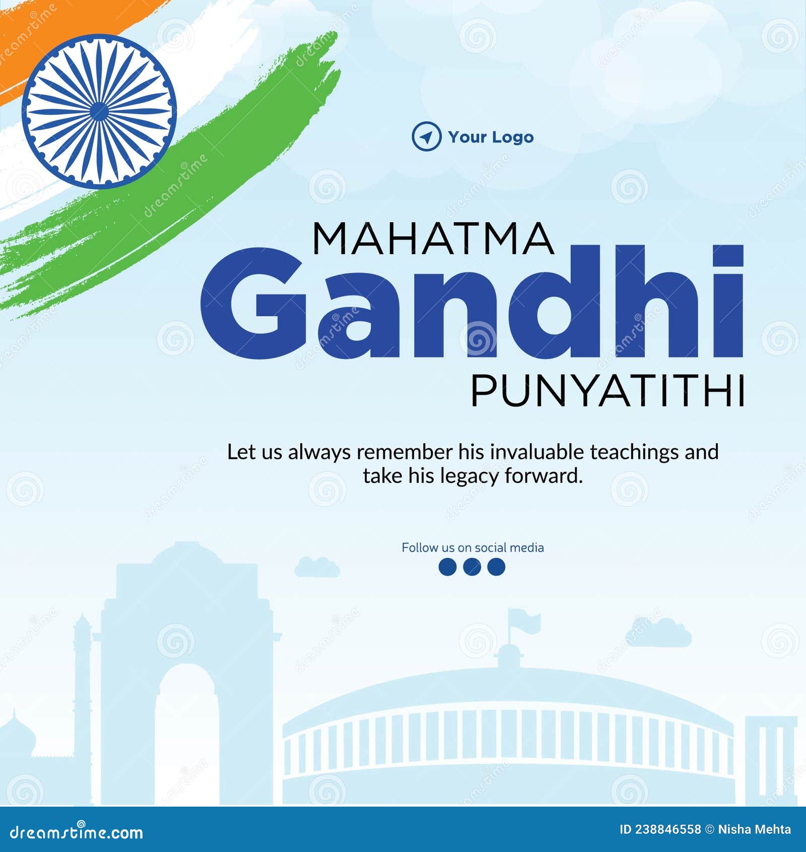 Banner Design of Mahatma Gandhi Punyatithi Stock Vector - Illustration ...