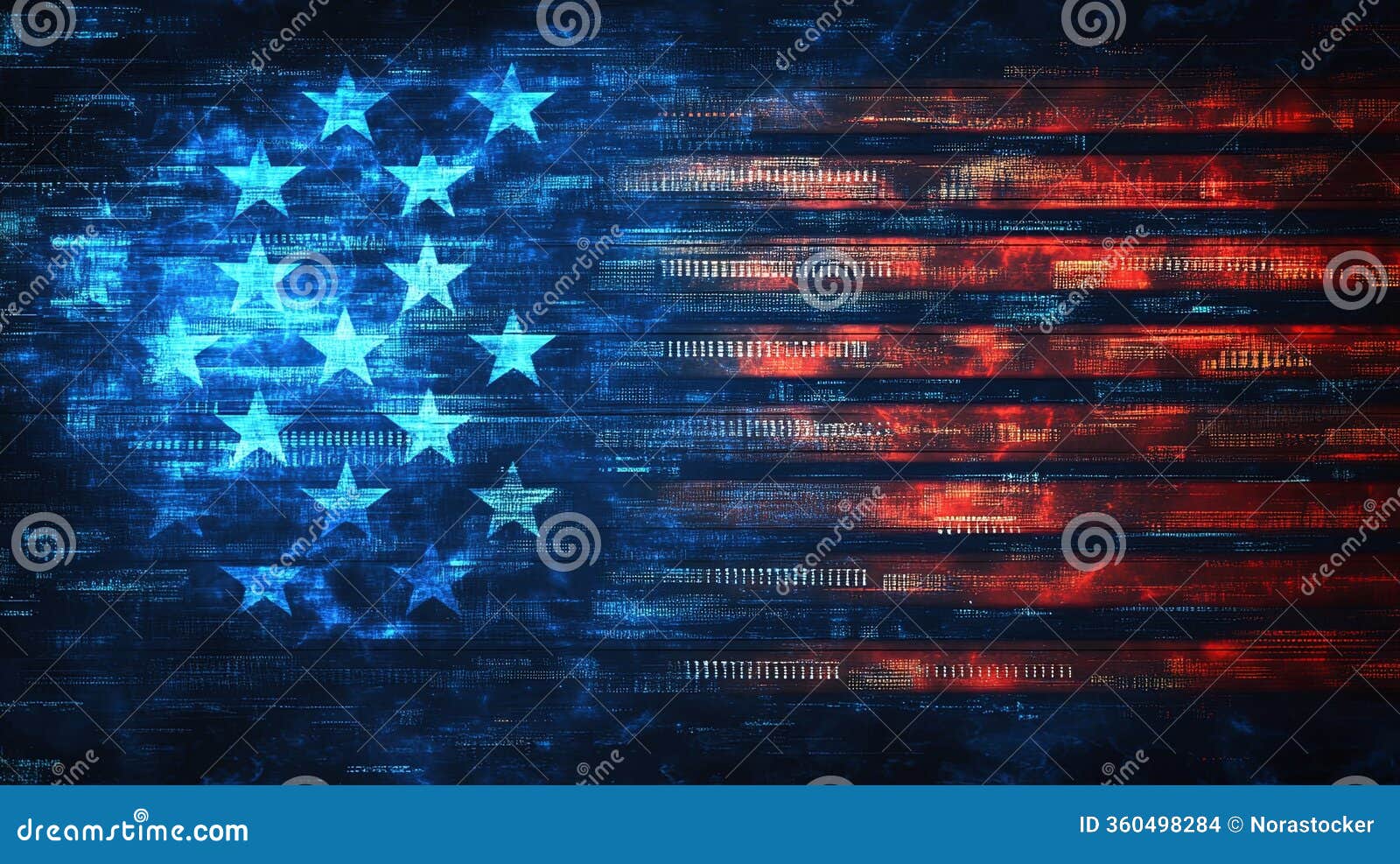 An AI-designed American Flag with Bold Stripes Made of Binary Code and ...
