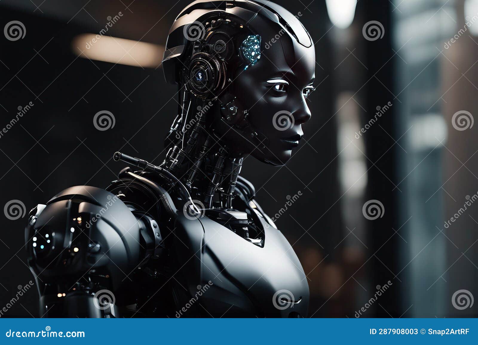 AI Development â€“ Sad Looking Black Female Android Robot, Created with ...