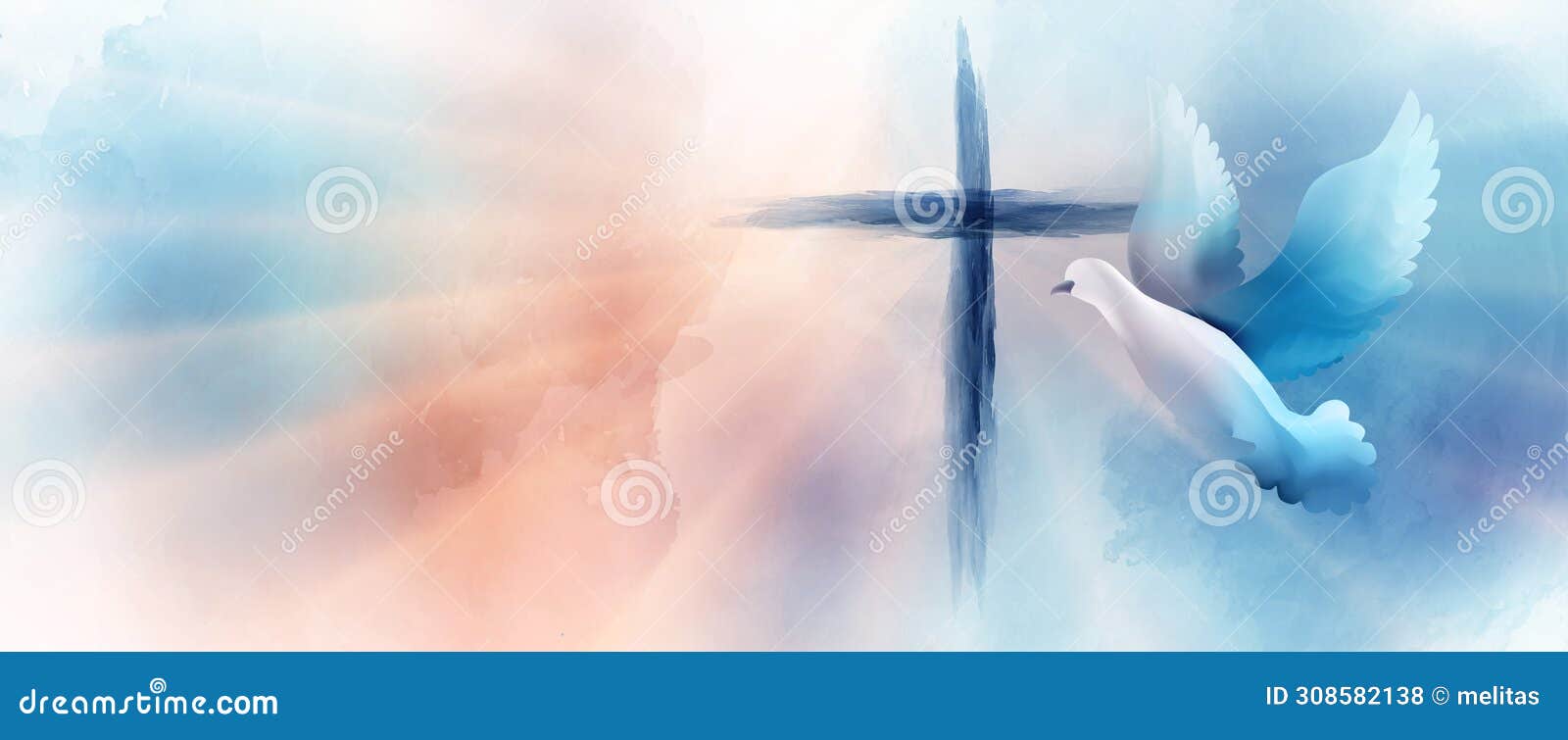 Dove with Christian Cross Symbol. Crucifix. Easter. Sign of Purity ...
