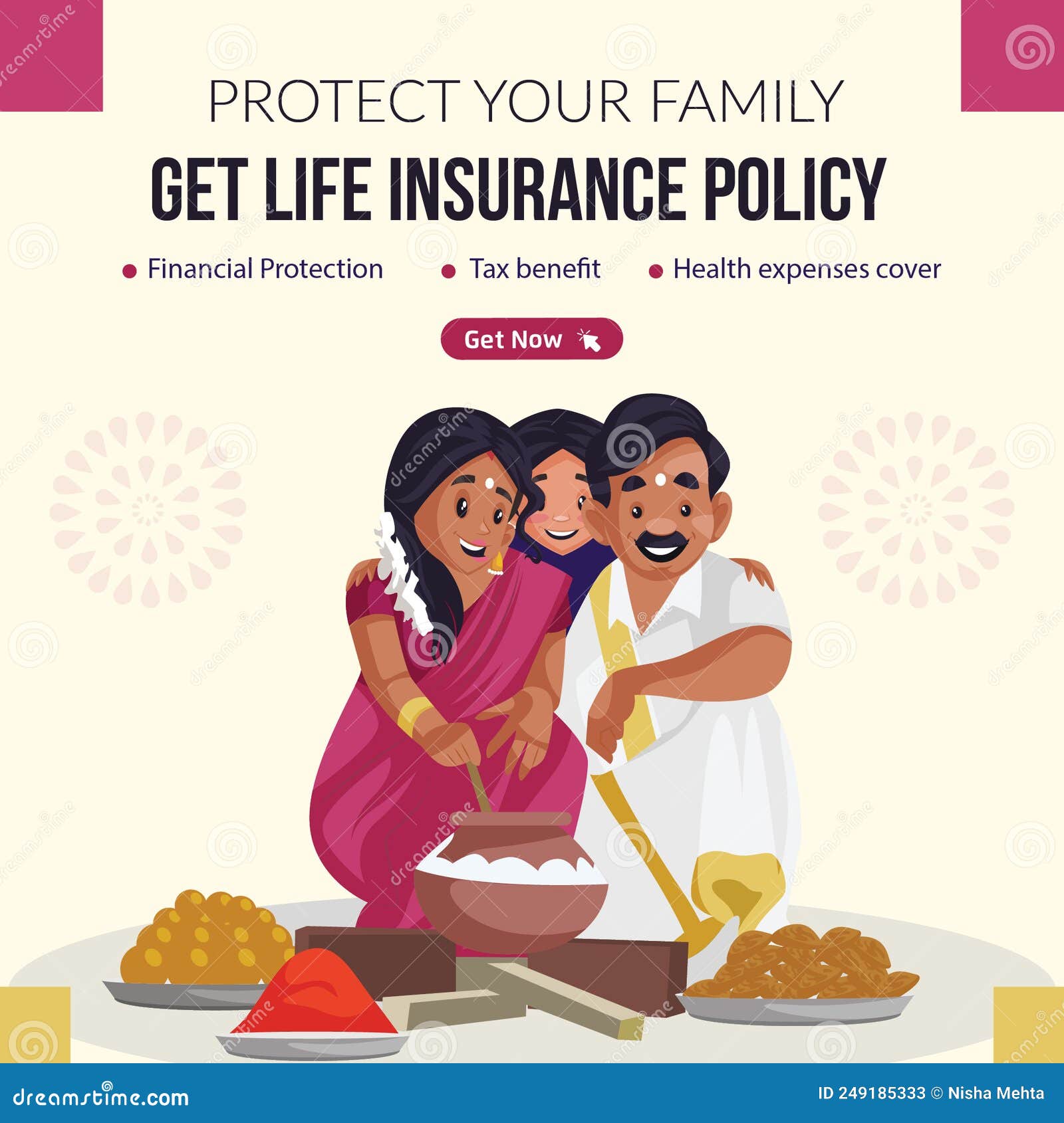 Banner Design of Get Life Insurance Policy Template Stock Vector ...
