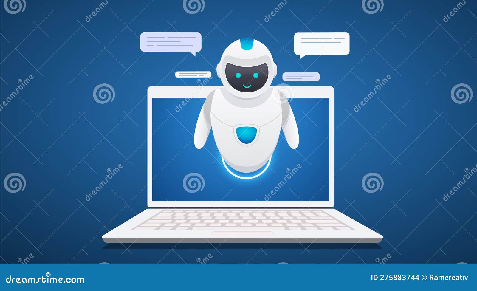 AI Digital Chat Bot, Intelligent Conversation Assistant on Laptop ...