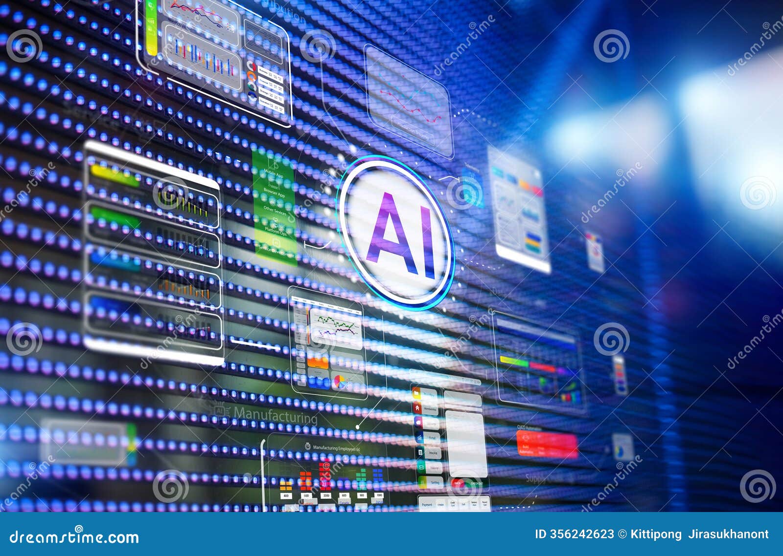 Ai Digital Graphic Interface with Diagram and Charts Stock Image ...