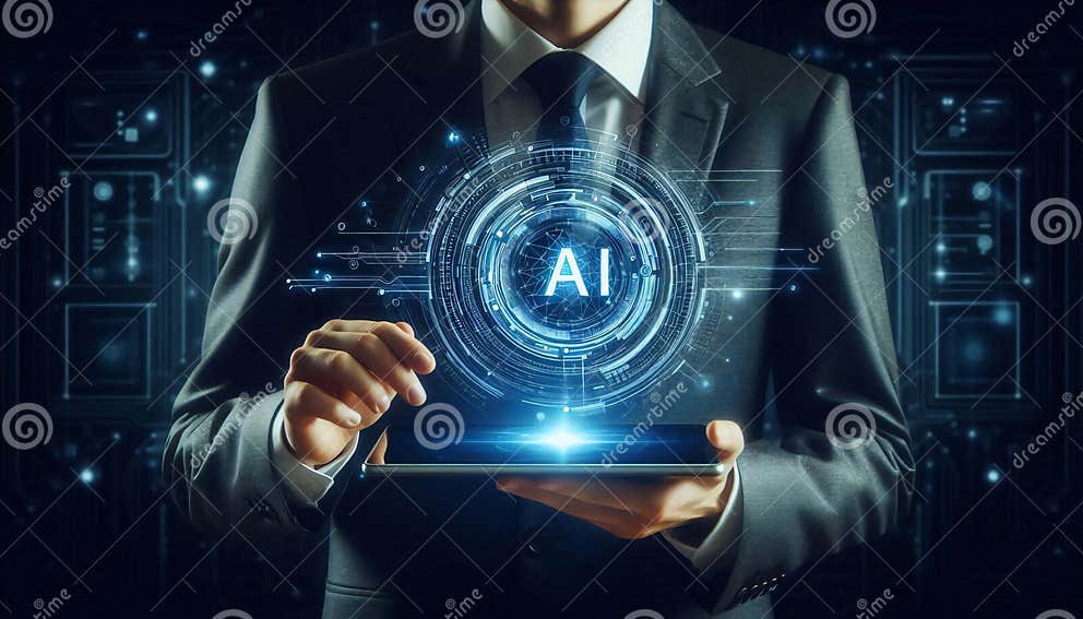 AI Digital Technology, Businessmen Demonstrate To Use AI Artificial ...